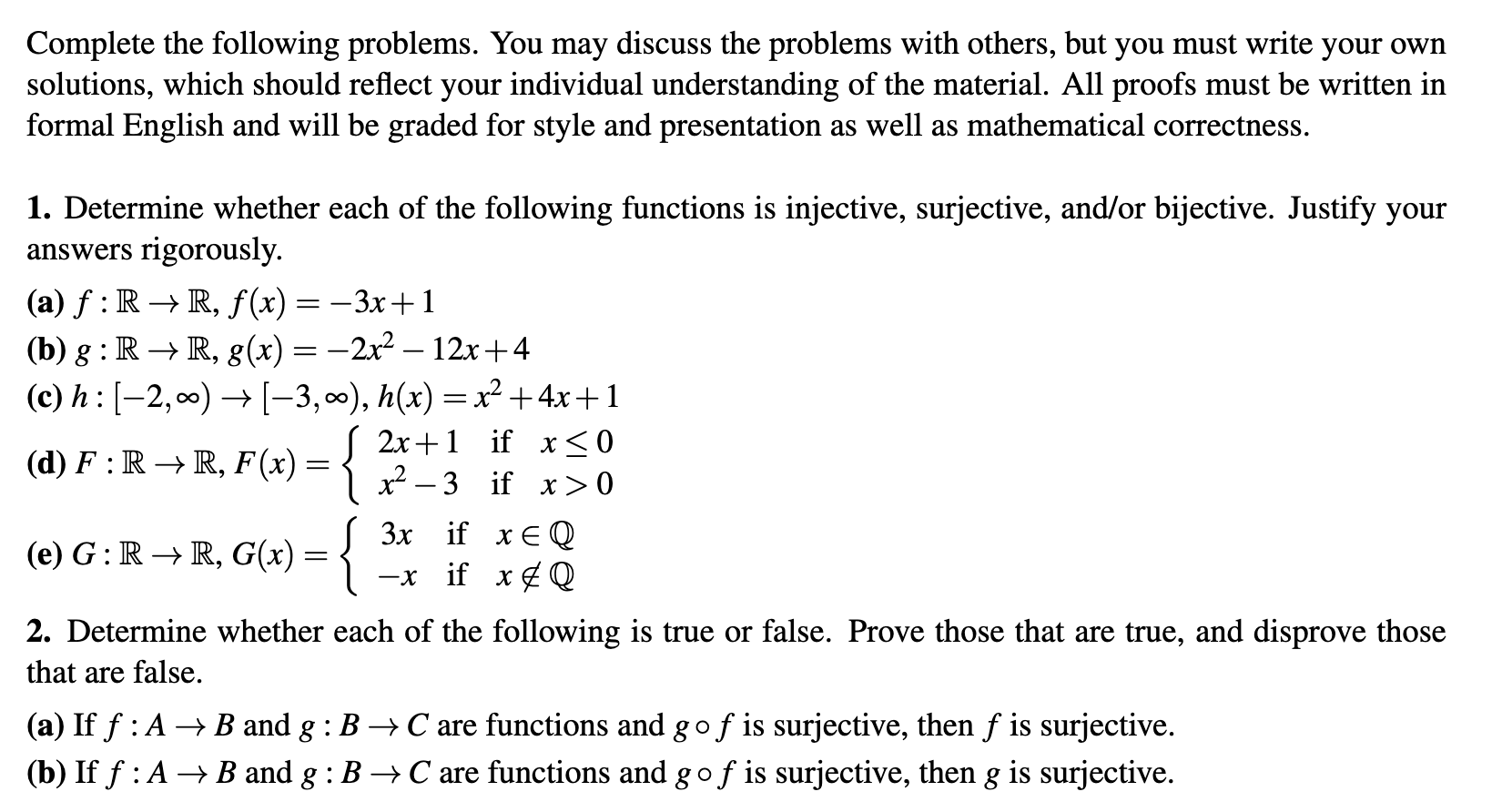 Solved This is a proper mathematical proofs class. Please | Chegg.com