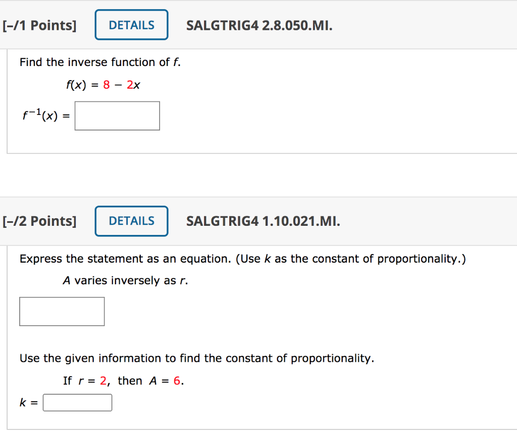 Solved [-/1 Points] DETAILS SALGTRIG4 2.8.050.MI. Find the | Chegg.com