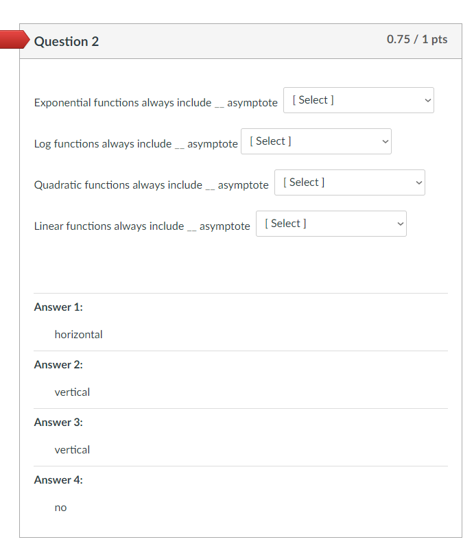 Solved Exponential functions always include asymptote Log | Chegg.com