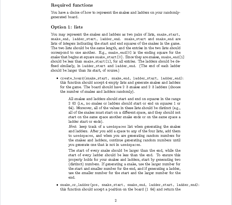 Solved Need to create a 64 numbered snakes and ladder game | Chegg.com