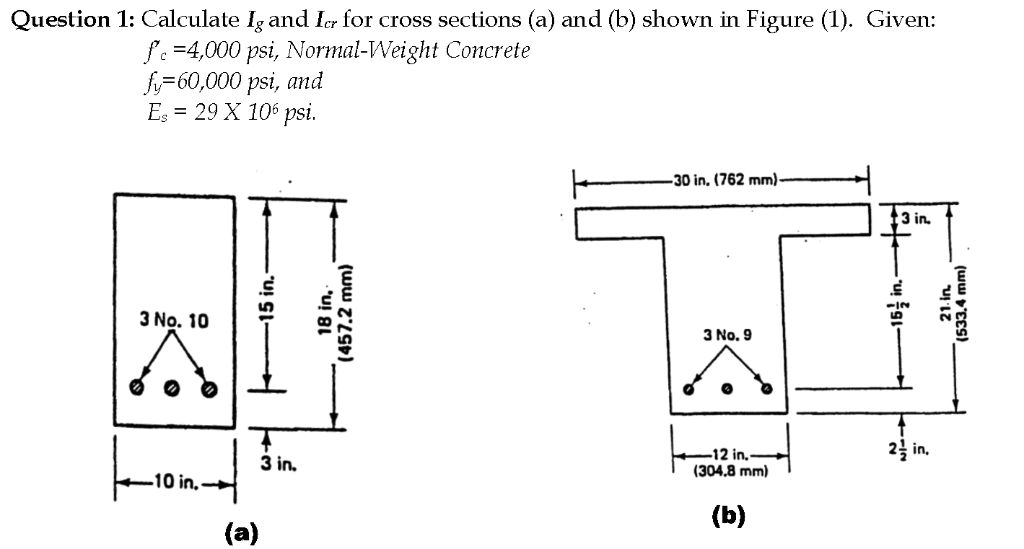 Solved Question 1: Calculate Ig and Icr for cross sections | Chegg.com