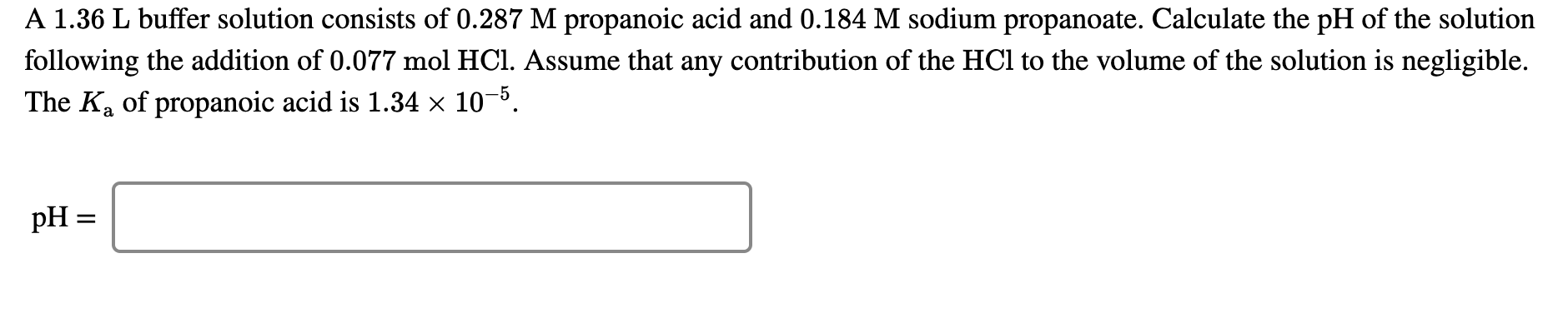 Solved A 1.36 L buffer solution consists of 0.287 M | Chegg.com
