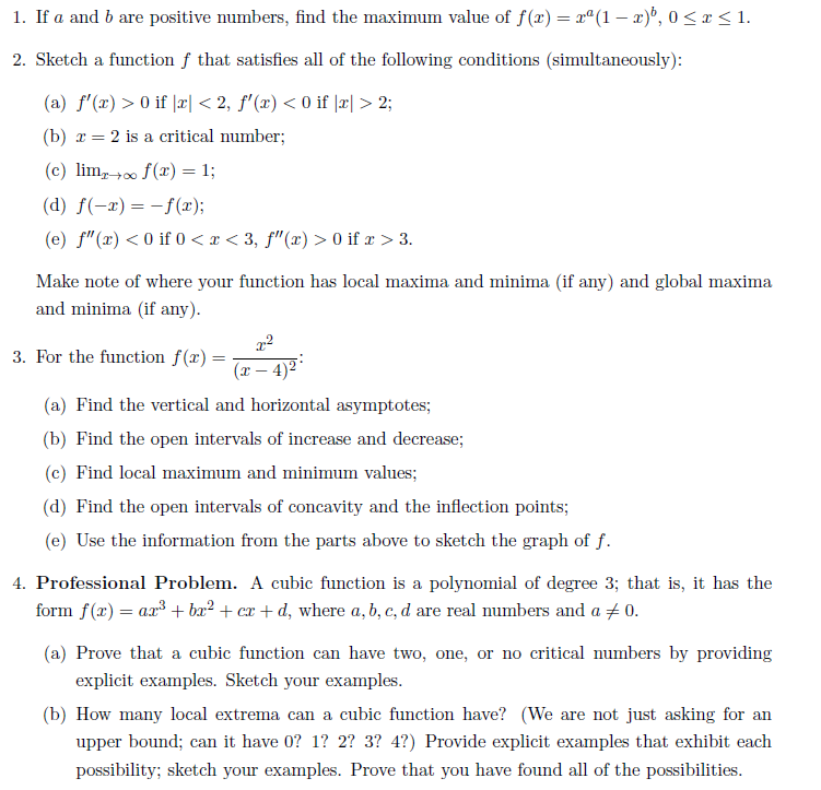 Solved 1. If a and b are positive numbers, find the maximum | Chegg.com