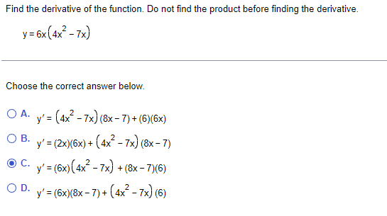 Solved Find the derivative of the function. Do not find the | Chegg.com