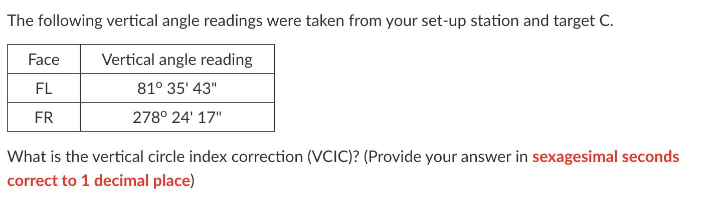 The following vertical angle readings were taken from | Chegg.com