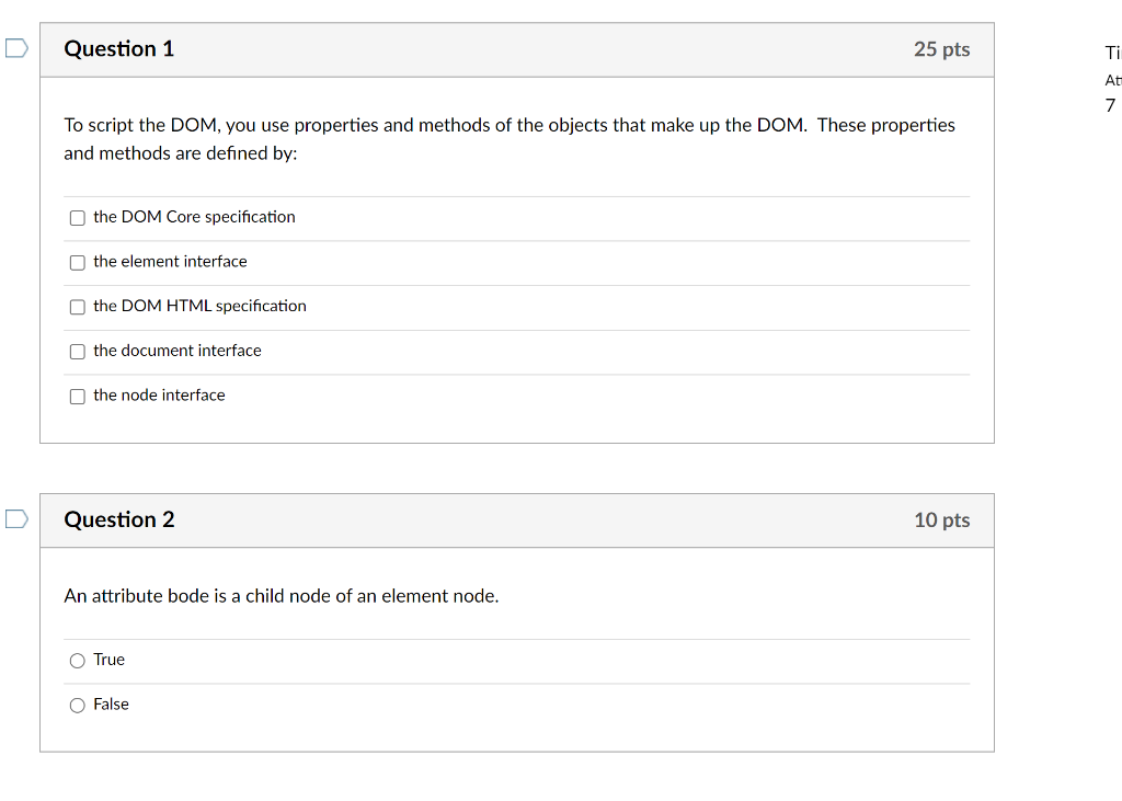 Solved To script the DOM, you use properties and methods of | Chegg.com