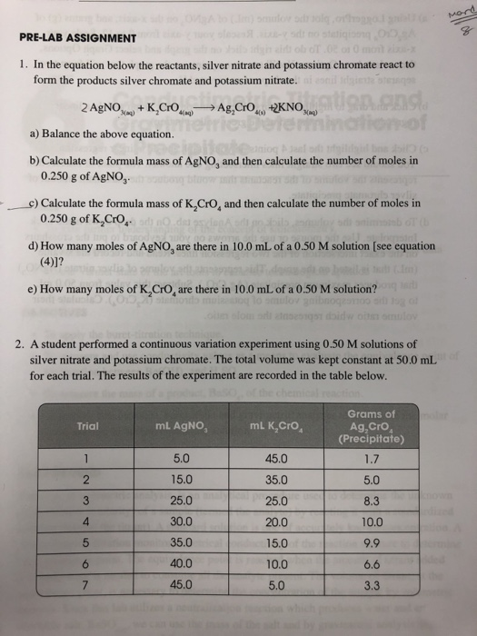 Solved PRE-LAB ASSIGNMENT 1. In the equation below the | Chegg.com