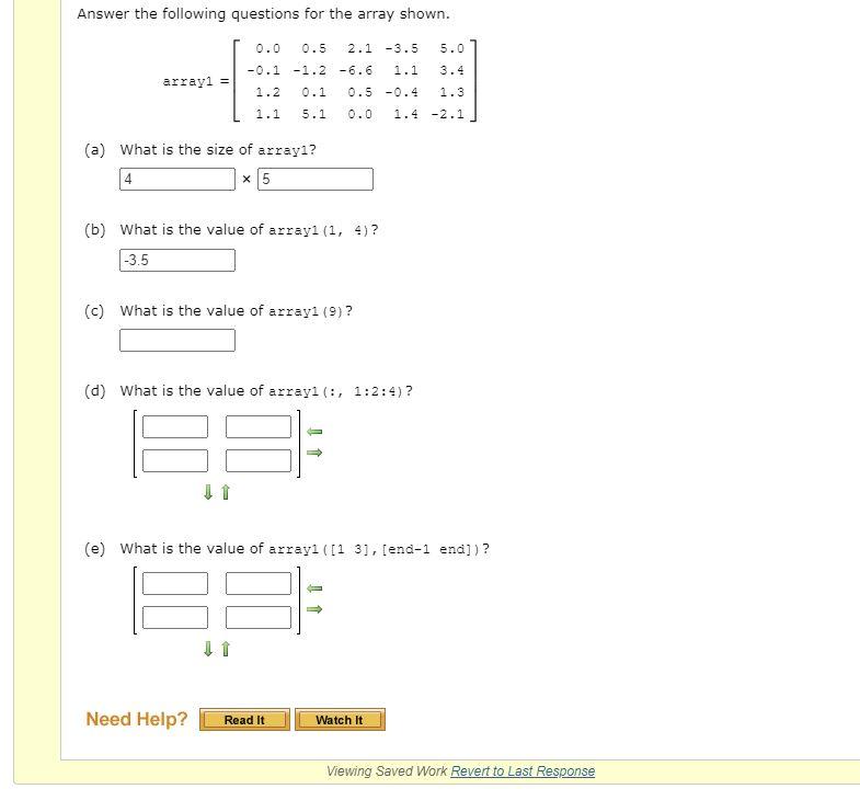 Solved Answer the following questions for the array shown. | Chegg.com