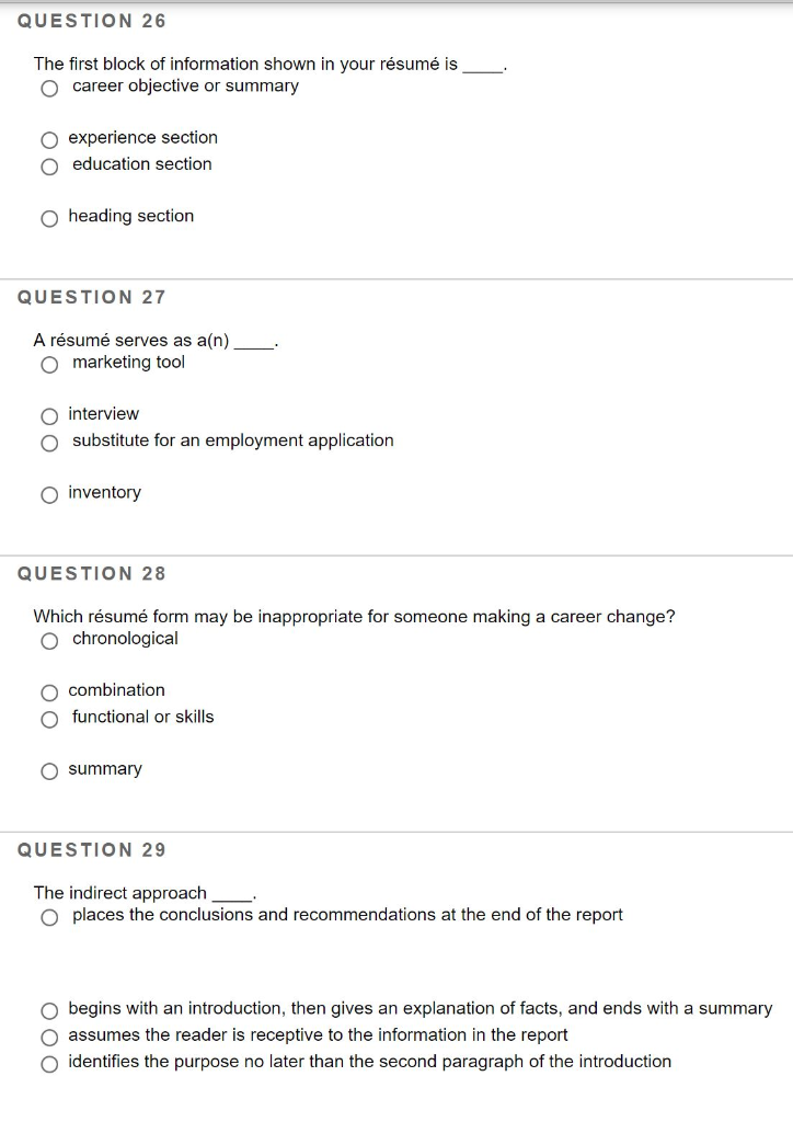 Solved QUESTION 26 The first block of information shown in | Chegg.com