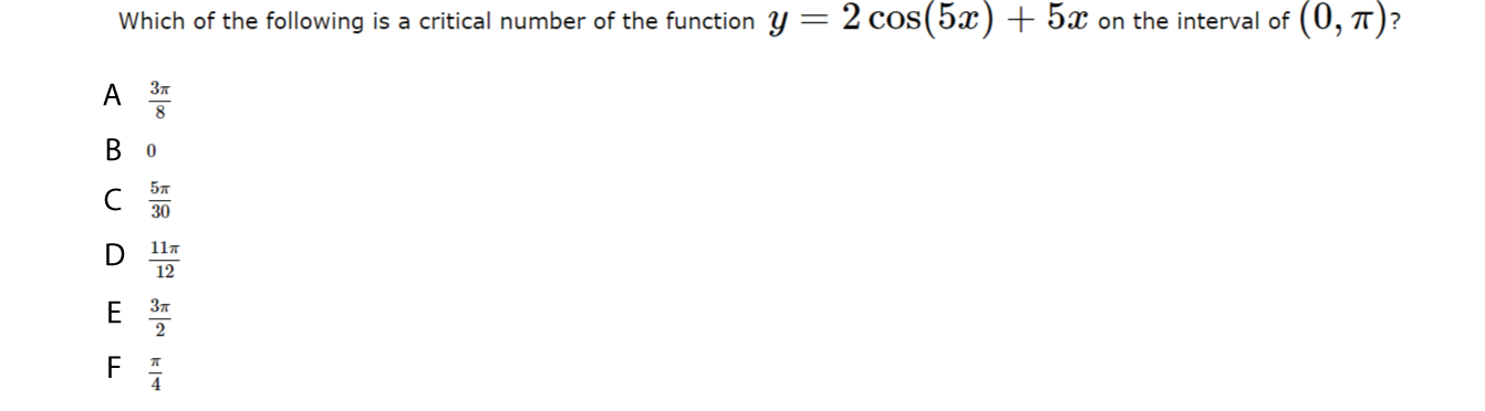 Solved Which of the following is a critical number of the | Chegg.com