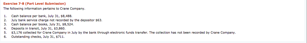 Solved Exercise 7-8 (Part Level Submission) The following | Chegg.com