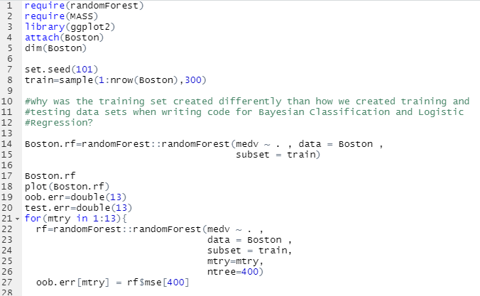 9 1 require(randomForest) 2 require (MASS) 3 | Chegg.com