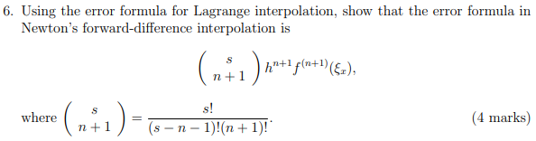Solved 6 Using The Error Formula For Lagrange 
