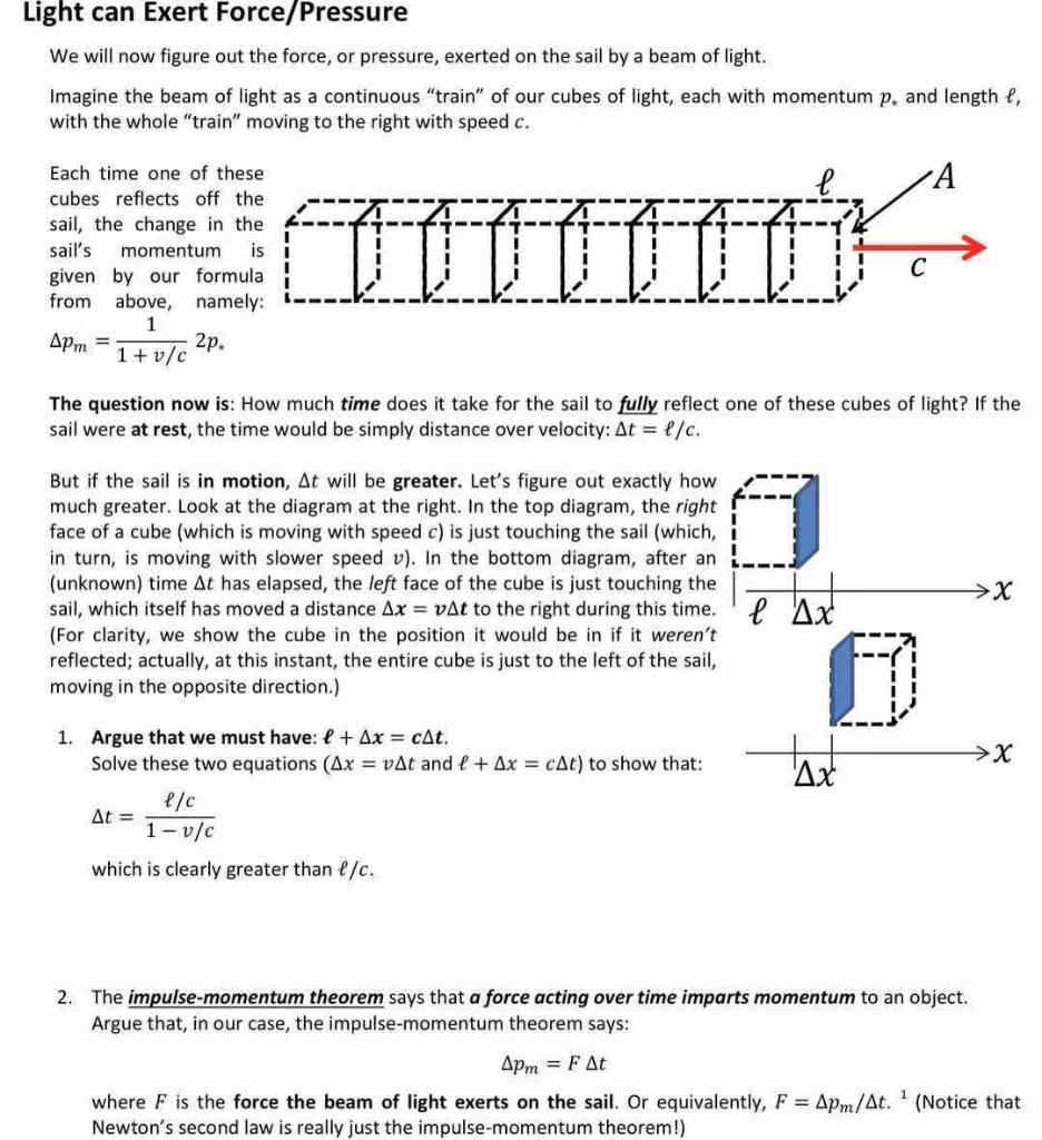 Solved Light can Exert Force/Pressure We will now figure out | Chegg.com