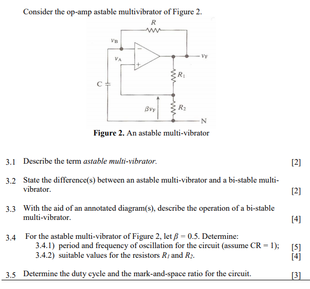 Solved Consider the op-amp astable multivibrator of Figure | Chegg.com