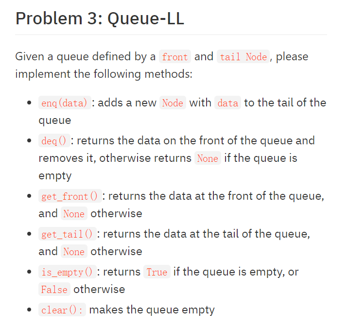 Solved Problem 3: Queue-LL Given a queue defined by a front | Chegg.com