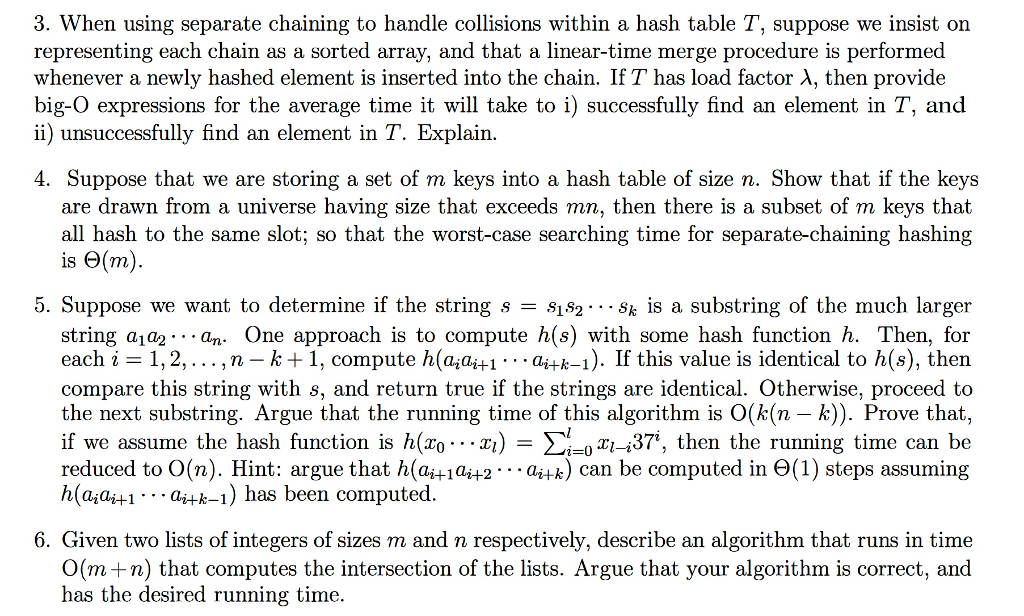 Solved 3. When using separate chaining to handle collisions | Chegg.com