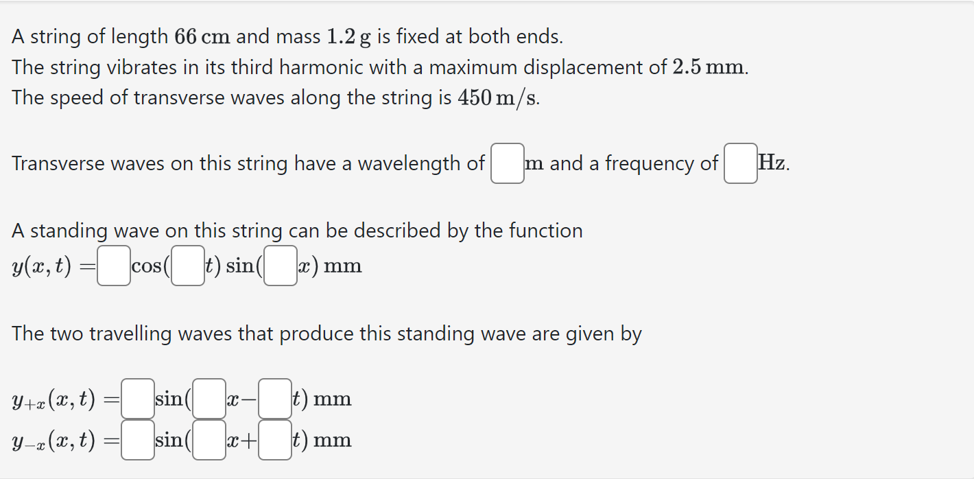 Solved A string of length 66 cm and mass 1.2 g is fixed at | Chegg.com