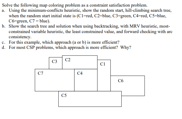 Solve the following map coloring problem as a | Chegg.com