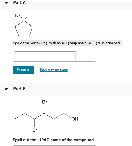 Solved Part A но Spe A five-vertex ring, with an OH group | Chegg.com
