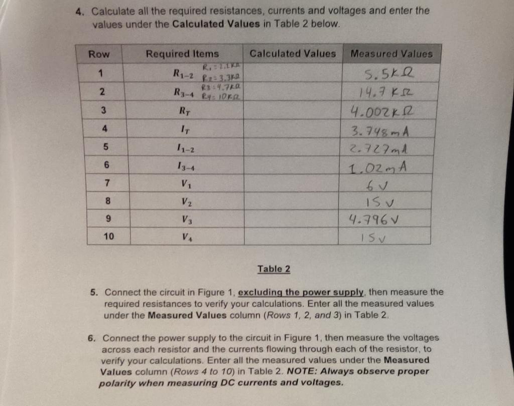 Solved 1. Calculate and measure currents and voltages in | Chegg.com