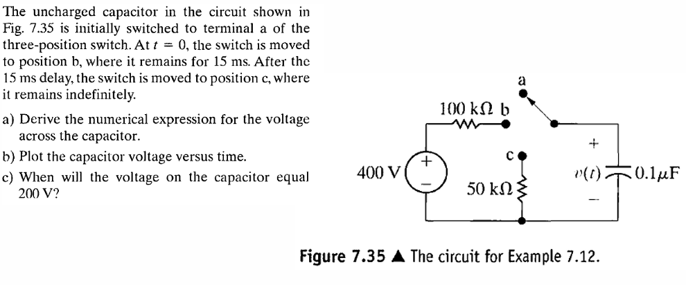 Solved The uncharged capacitor in the circuit shown inFig. | Chegg.com