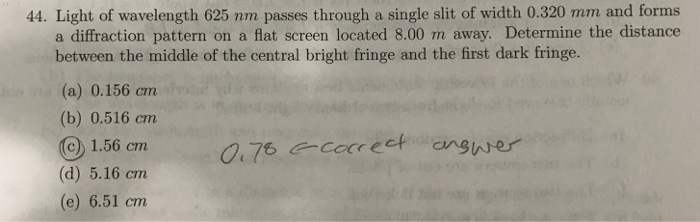 Solved Light of wavelength 625 nm passes through a single | Chegg.com