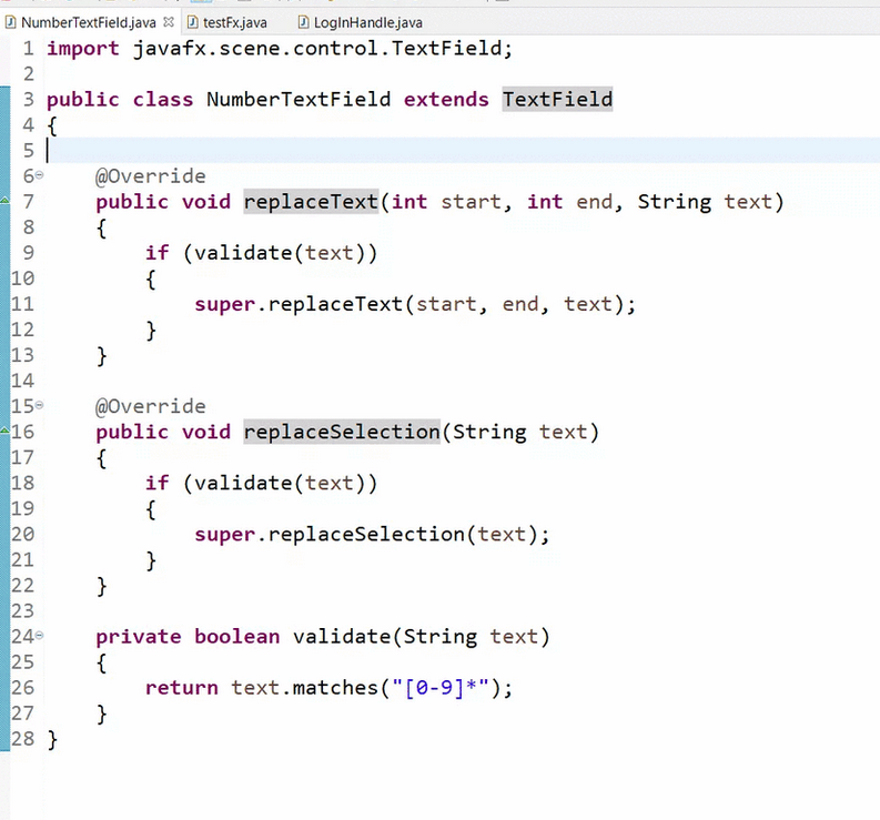 1 NumberTextField.java * testFx.java LoginHandle.java | Chegg.com