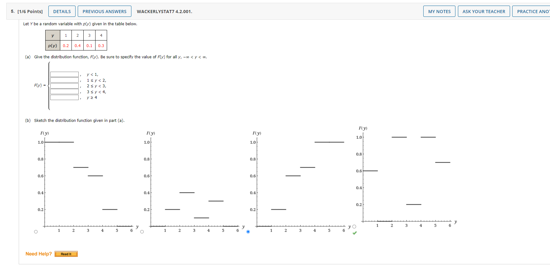 Solved Let Y be a random variable with p(y) given in the | Chegg.com
