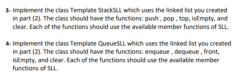 Solved 1- Implement a class template Node that has the | Chegg.com