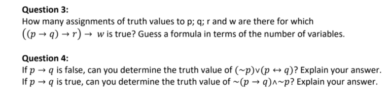 Solved Question 3: How many assignments of truth values to | Chegg.com