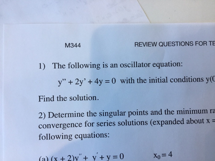 Solved Solve for Solution of y’’+2y’+4y=0, with initial | Chegg.com