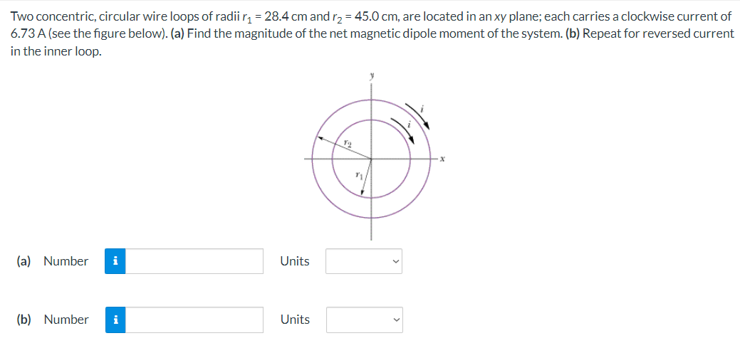 Solved Two concentric, circular wire loops of radii r1=28.4 | Chegg.com