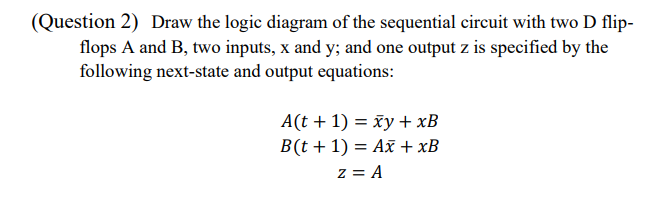 Solved (Question 2) Draw the logic diagram of the sequential | Chegg.com