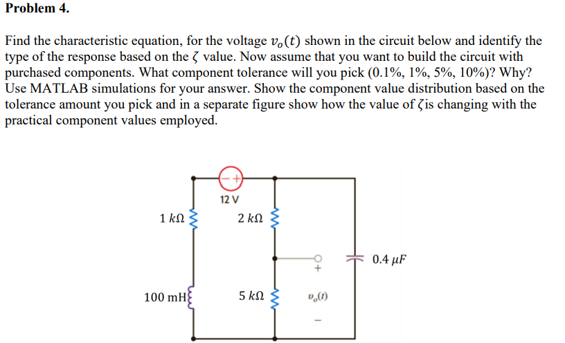 Solved Find the characteristic equation, for the voltage | Chegg.com
