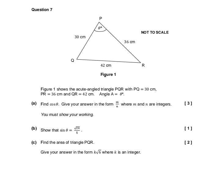 Solved Question 7 Figure 1 Shows The Acute Angled Triangle