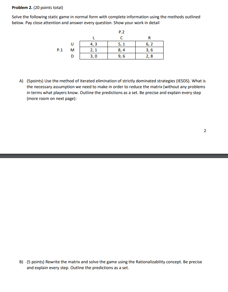 Solved Problem 2. (20 points total) Solve the following | Chegg.com