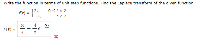 Solved Write the function in terms of unit step functions. | Chegg.com