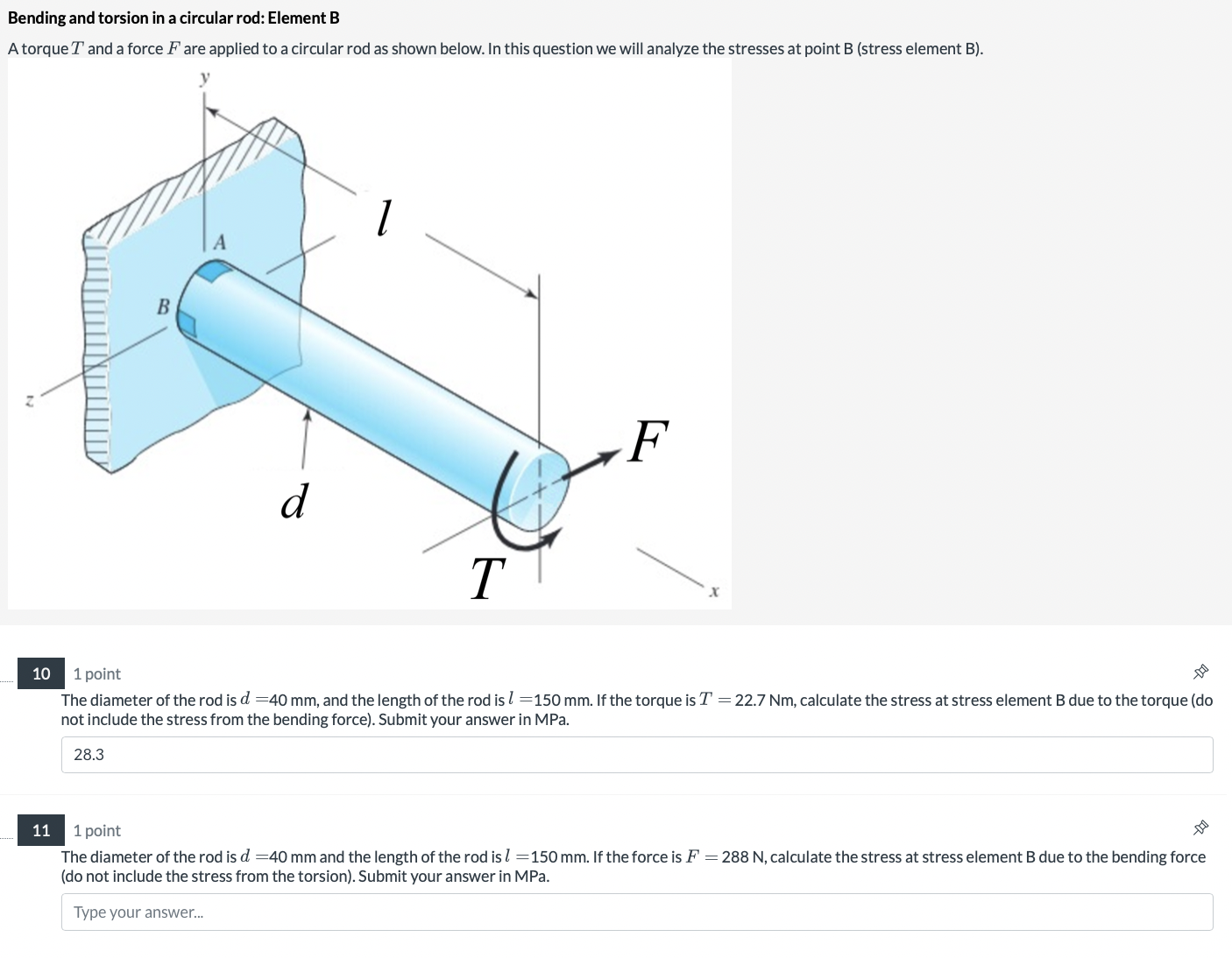 Solved The diameter of the rod is d=40mm, ﻿and the length of | Chegg.com