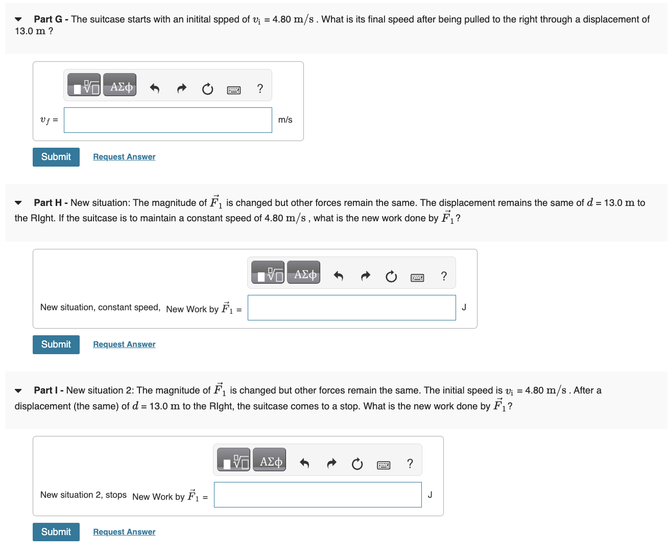 Solved Part G - The suitcase starts with an initital spped | Chegg.com