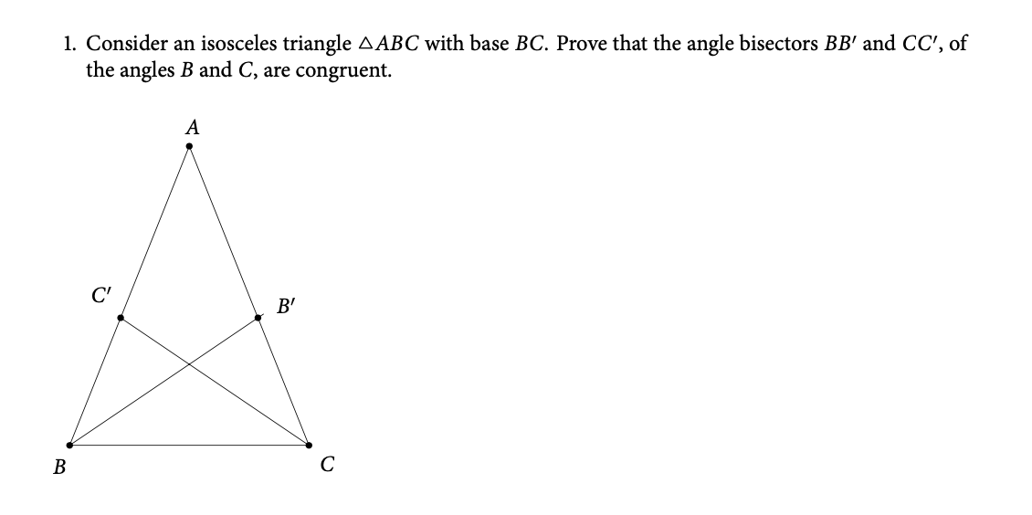 Solved Consider an isosceles triangle ABC with base | Chegg.com