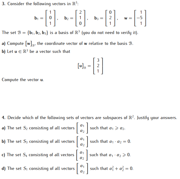 Solved 3. Consider the following vectors in R3: 1 0 1 1 2 -5 | Chegg.com
