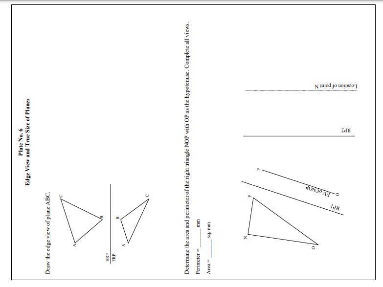 Plate No. 6 Edge View and True Size of Planes Draw | Chegg.com