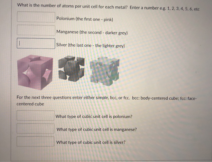 What is the number of atoms per unit cell for each | Chegg.com