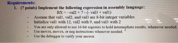 Solved Requirements: (7 points) Implement the following | Chegg.com