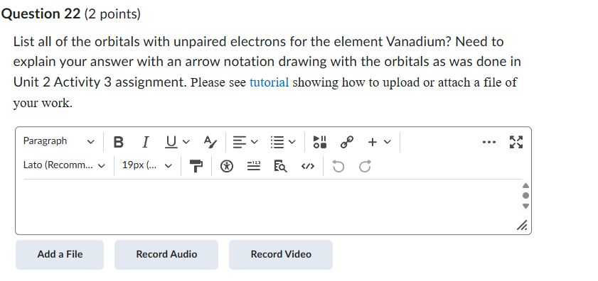 Solved Question 22 (2 ﻿points) ﻿List all of the orbitals | Chegg.com