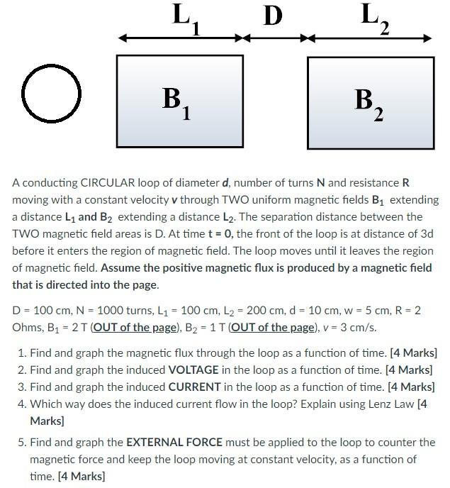 Solved L D 1 B. 1 В. 2 A conducting CIRCULAR loop of | Chegg.com