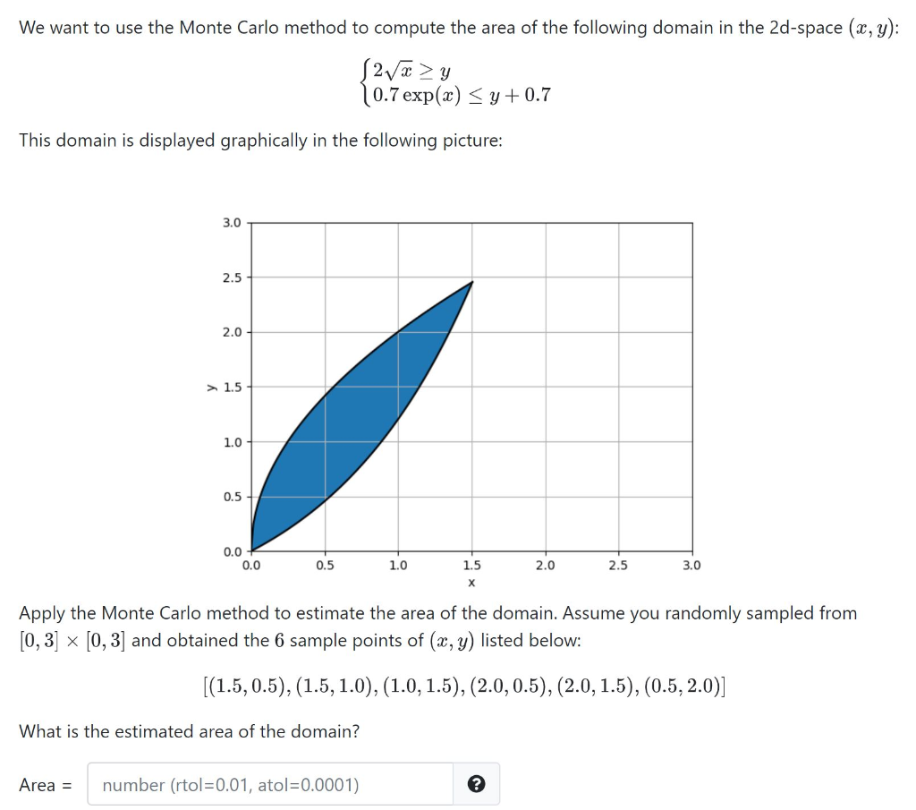 Solved We want to use the Monte Carlo method to compute the | Chegg.com