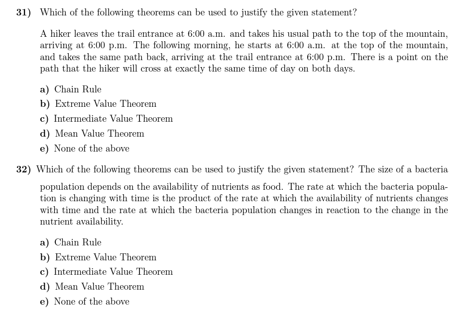 Solved 31) Which of the following theorems can be used to | Chegg.com