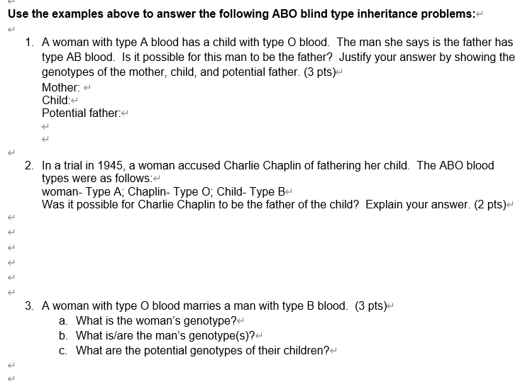 Solved Use the examples above to answer the following ABO | Chegg.com